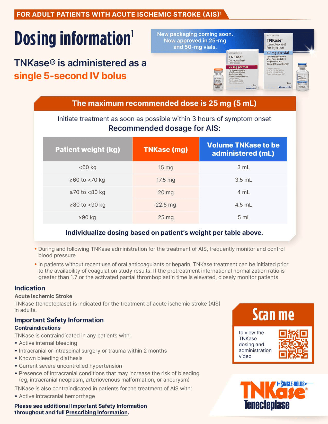 TNKase® (tenecteplase) | Dosing for Acute Ischemic Stroke